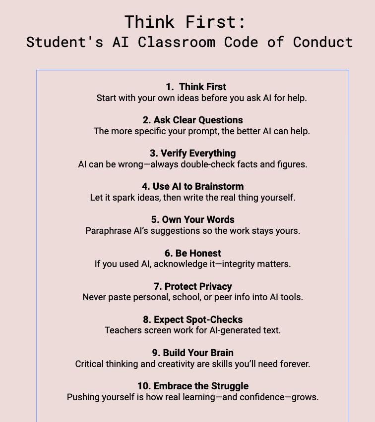 Classroom AI Guide Poster | Digital Citizenship Rules for Students ...