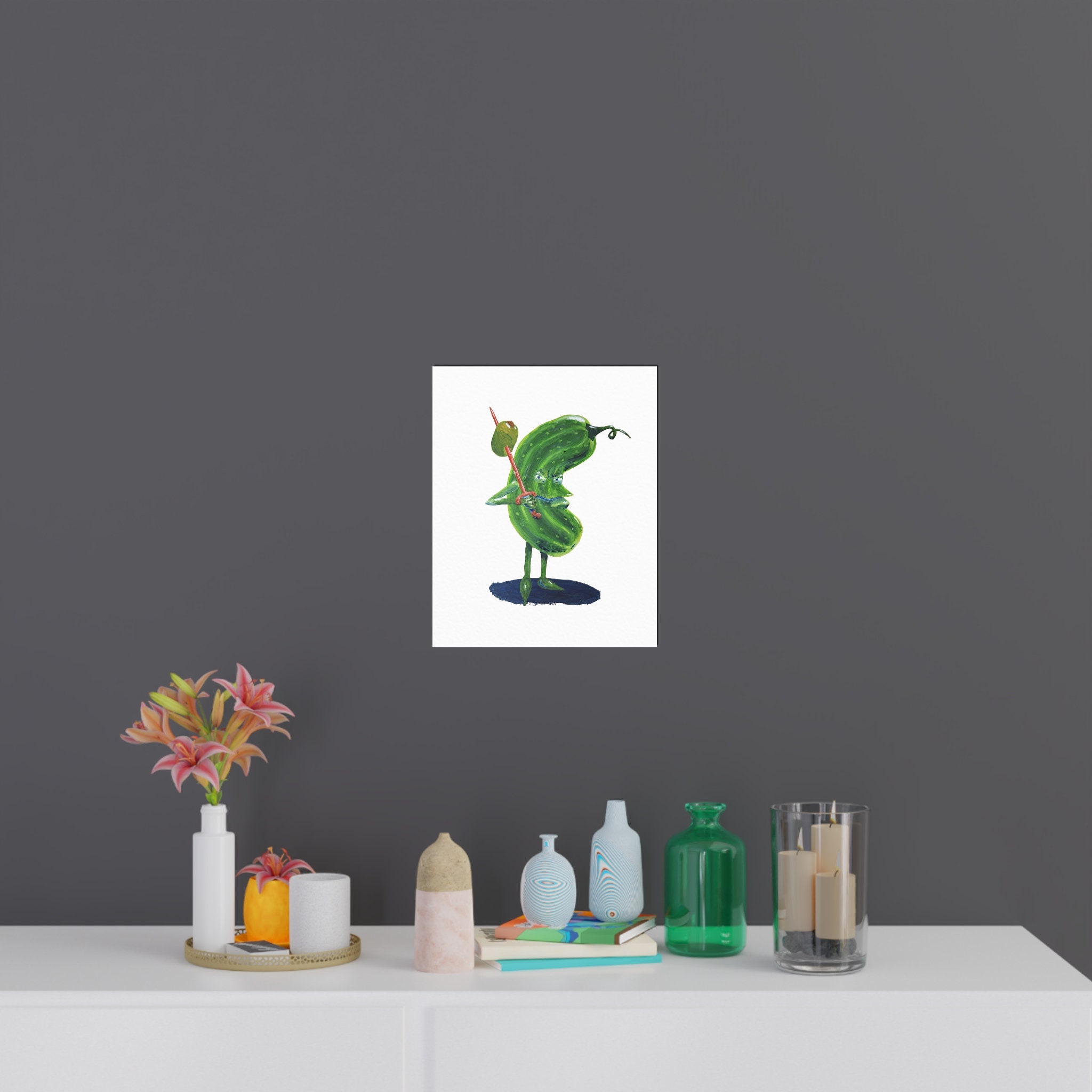 Funny Art Game Room Decor Grumpy Pickle Acrylic Painting - Etsy