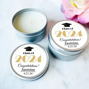 Personalized 12 Pieces Class of Year Graduation Mini Candle Tin Favors ...