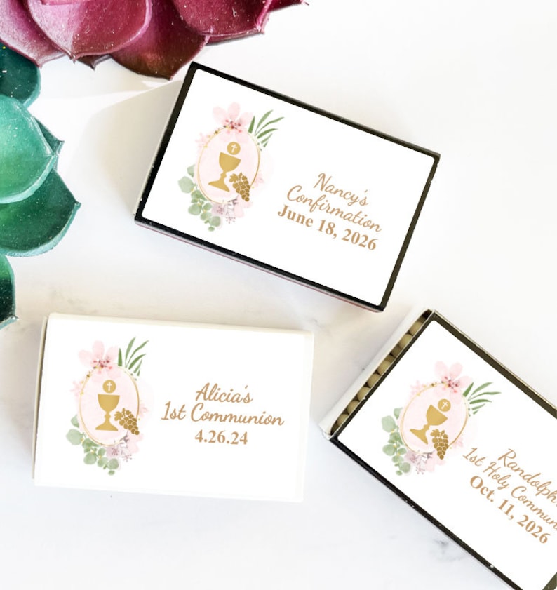 Personalized 50 Pcs Chalice First Communion Matchbox With Labels Favors ...