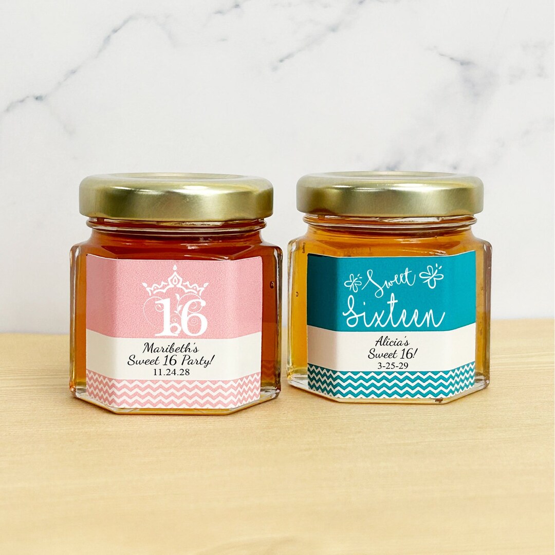 Personalized 12 Pieces Sweet 16 Sixteen Mini Honey Filled With Honey ...
