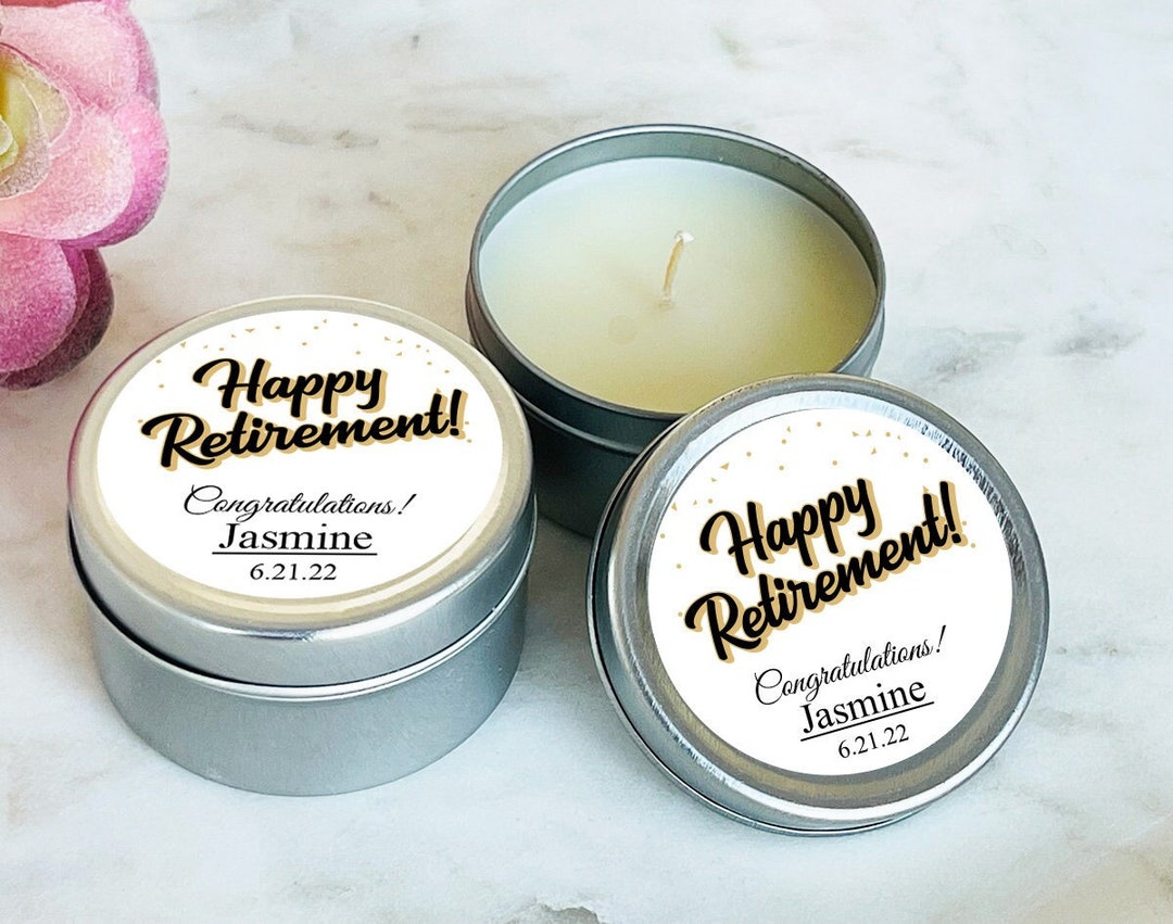 Personalized 12 Pieces Happy Retirement Mini Candle Tin Favors ...