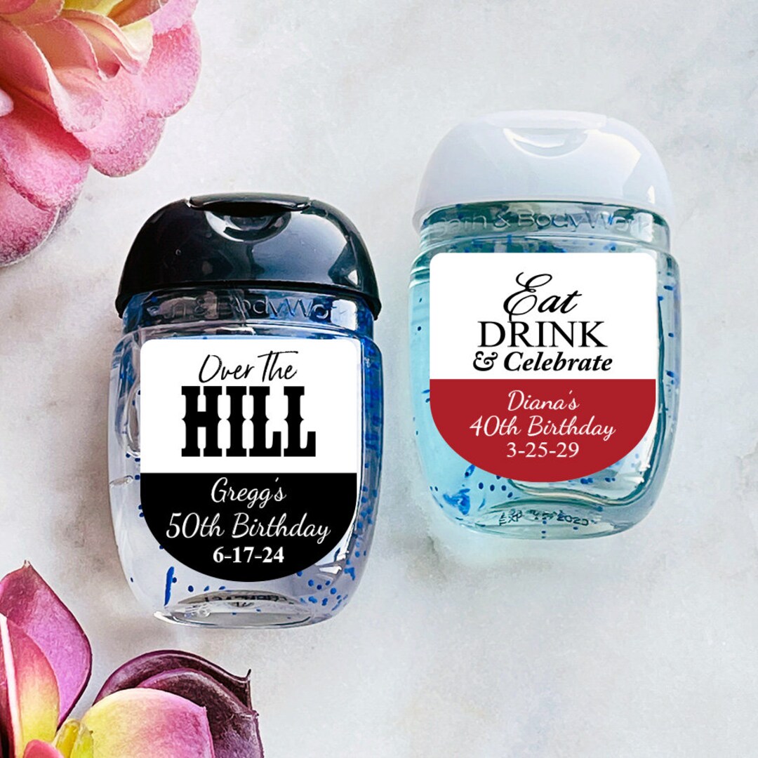 Personalized 20 Pieces Birthday Adult Sanitizer Label Favors, Labels ...