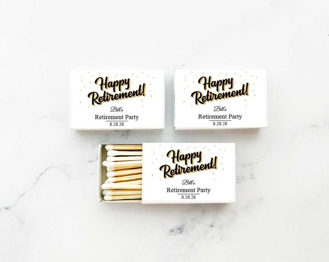 Personalized 50 Pieces Happy Retirement Match Favors, Retirement Match ...