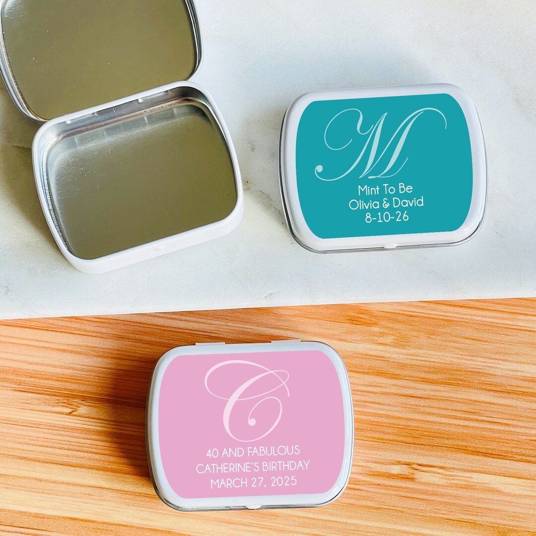 Personalized 8 Pcs Monogrammed White Mint Tin Containers With Labels ...