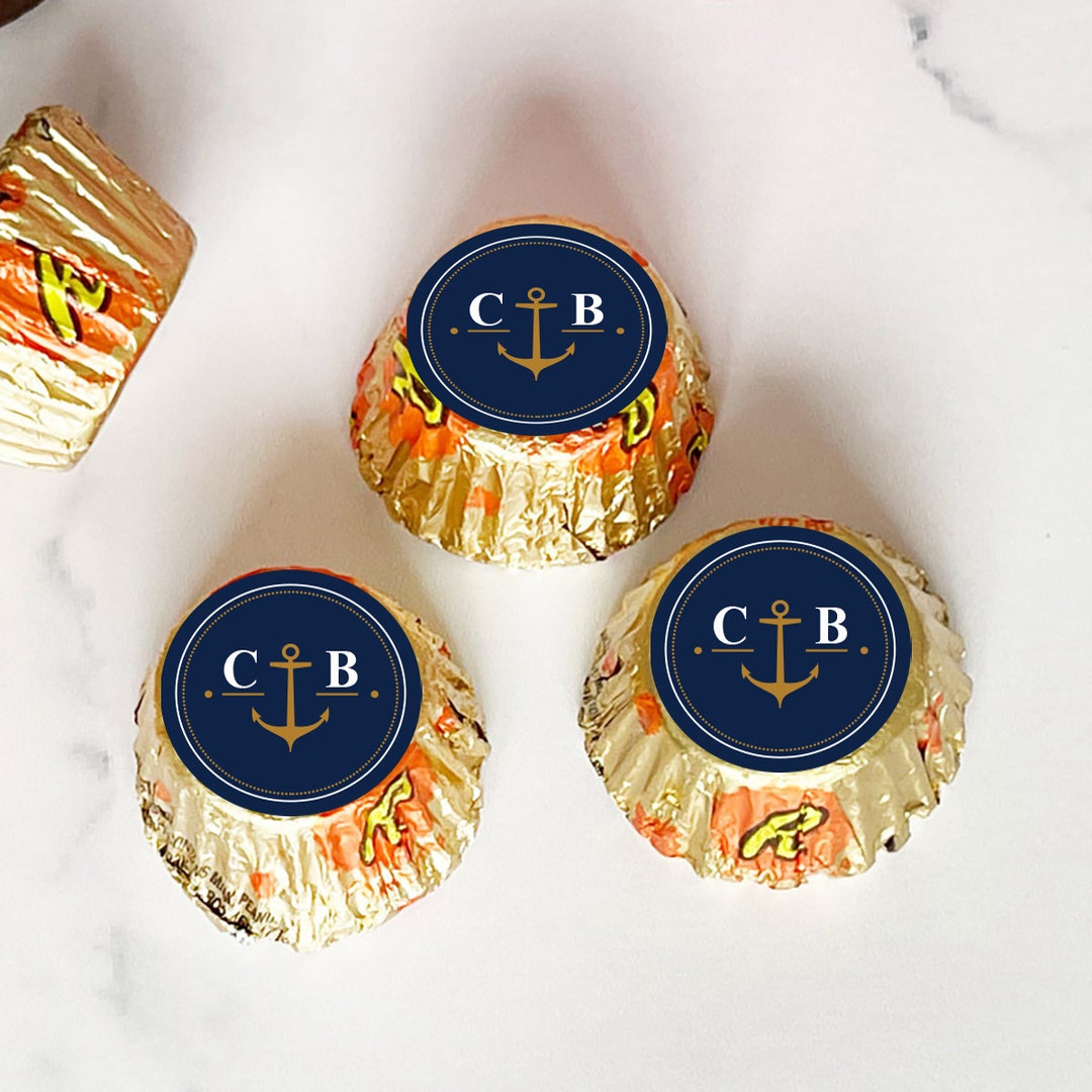 Personalized 108 Pieces Anchor Initial Wedding Reese Stickers Only ...