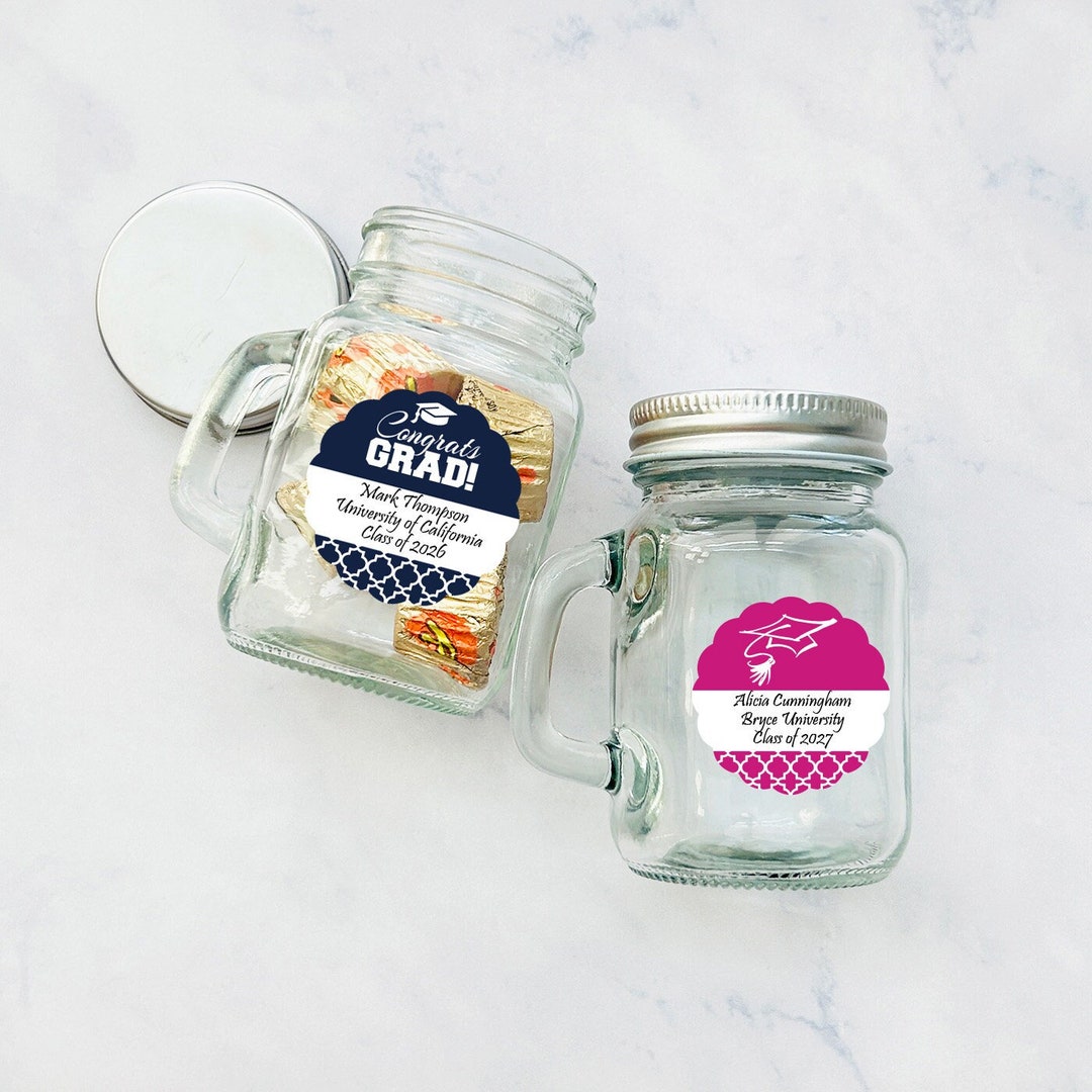 Personalized 12 Pieces Graduation Mini Mason Glass Jar DESIGN-MG23 ...