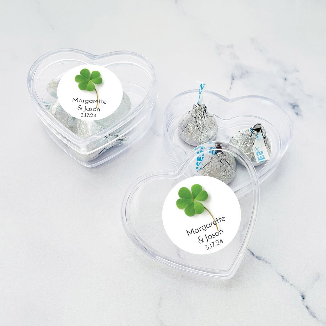 Personalized 12 Pcs Irish Shamrock Wedding Heart Shaped Clear Plastic ...