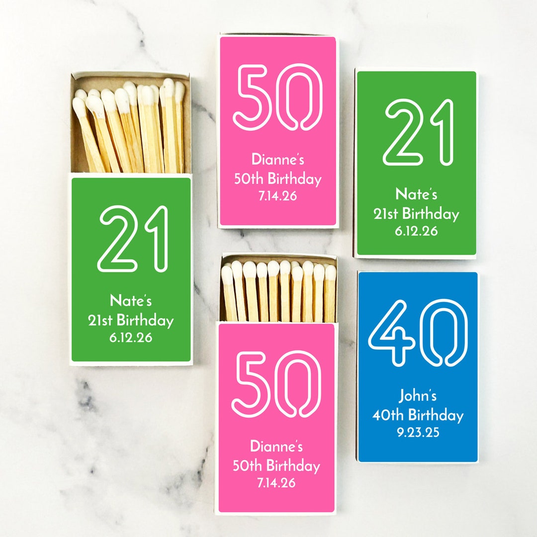 Birthday Bulk Matches Favors, 50 PCS Personalized Birthday Matches ...