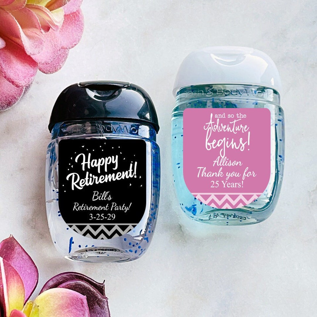 Personalized 20 Pcs Retirement Party Sanitizer Label Favors, Retirement ...