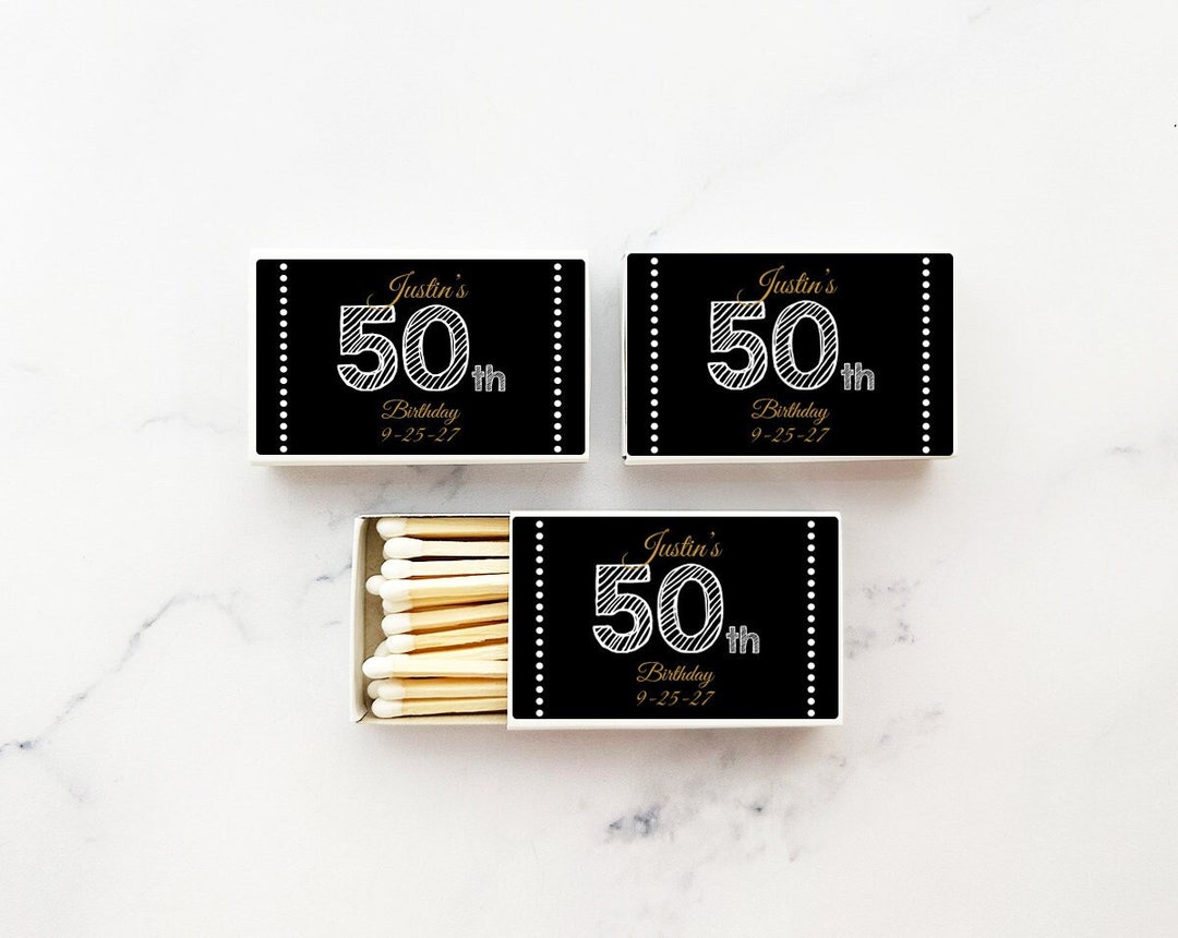Birthday Bulk Matches Favors, 50 PCS Personalized 50th Birthday Matches ...