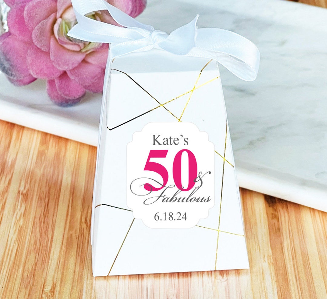 Personalized 12 Pieces Birthday Age and Fabulous Favor Box With Gold ...