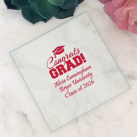 Personalized 24 Pcs Graduation Party Printed Glass Coaster | Etsy