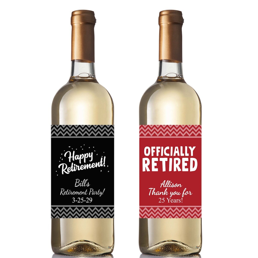 Personalized Retirement Party Wine Bottle Labels Favors, Retirement ...