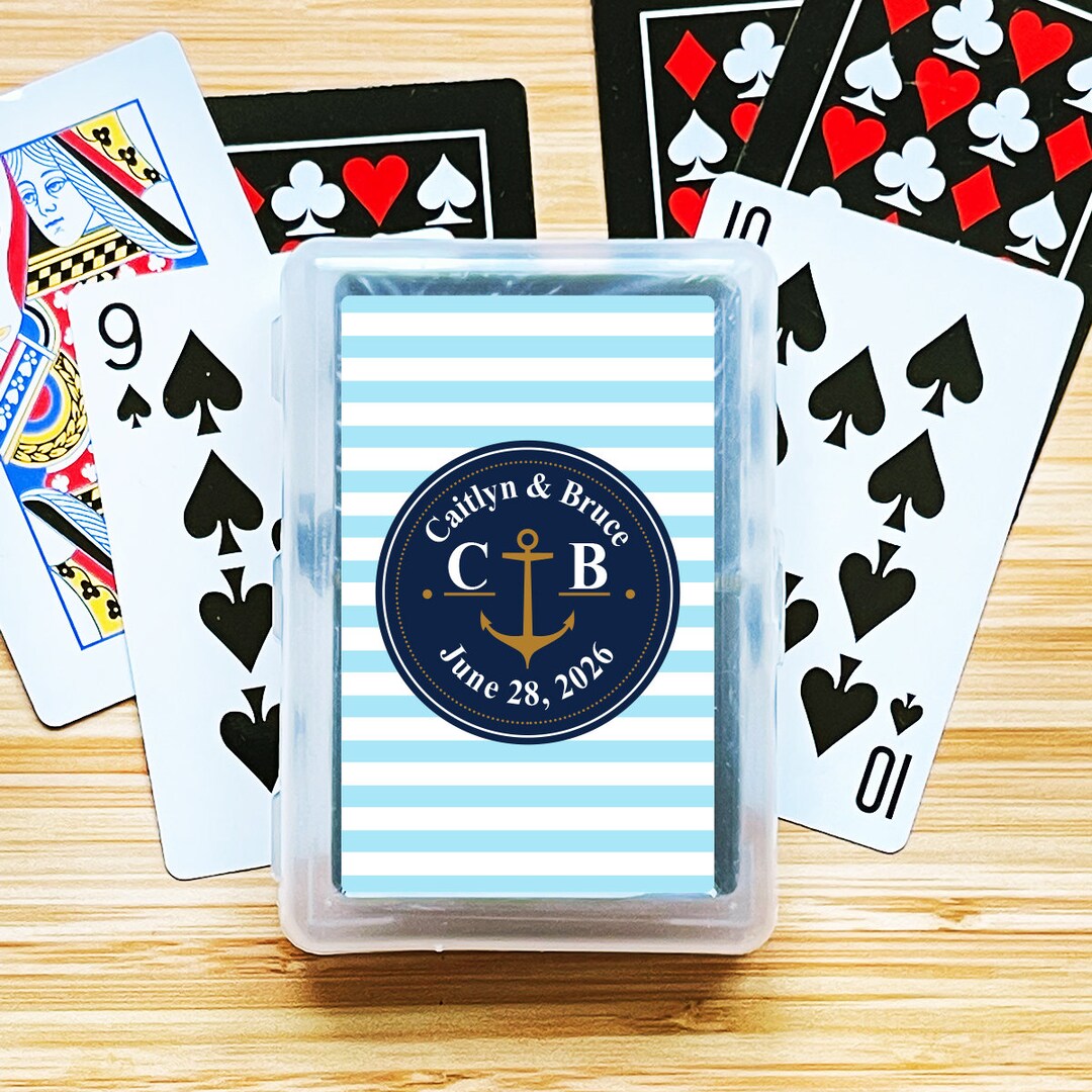 Personalized 12 Pieces Anchor Initial Wedding Playing Cards Favors ...