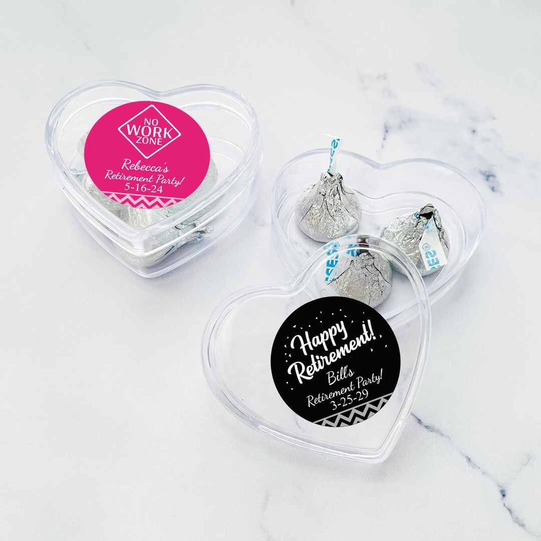 Personalized 12 Pcs Retirement Party Heart Shaped Clear Plastic Box ...