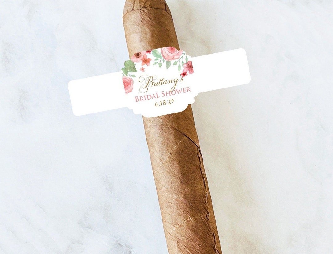 Personalized 15 Pieces Pink Floral Cigar Label Bands, Bridal Shower ...