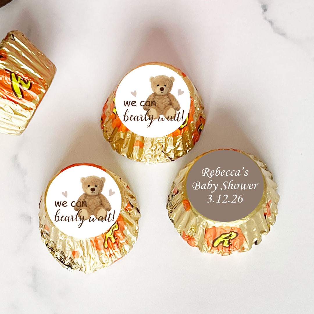 Personalized 108 Pieces We Can Bearly Wait Baby Shower Reese Stickers ...