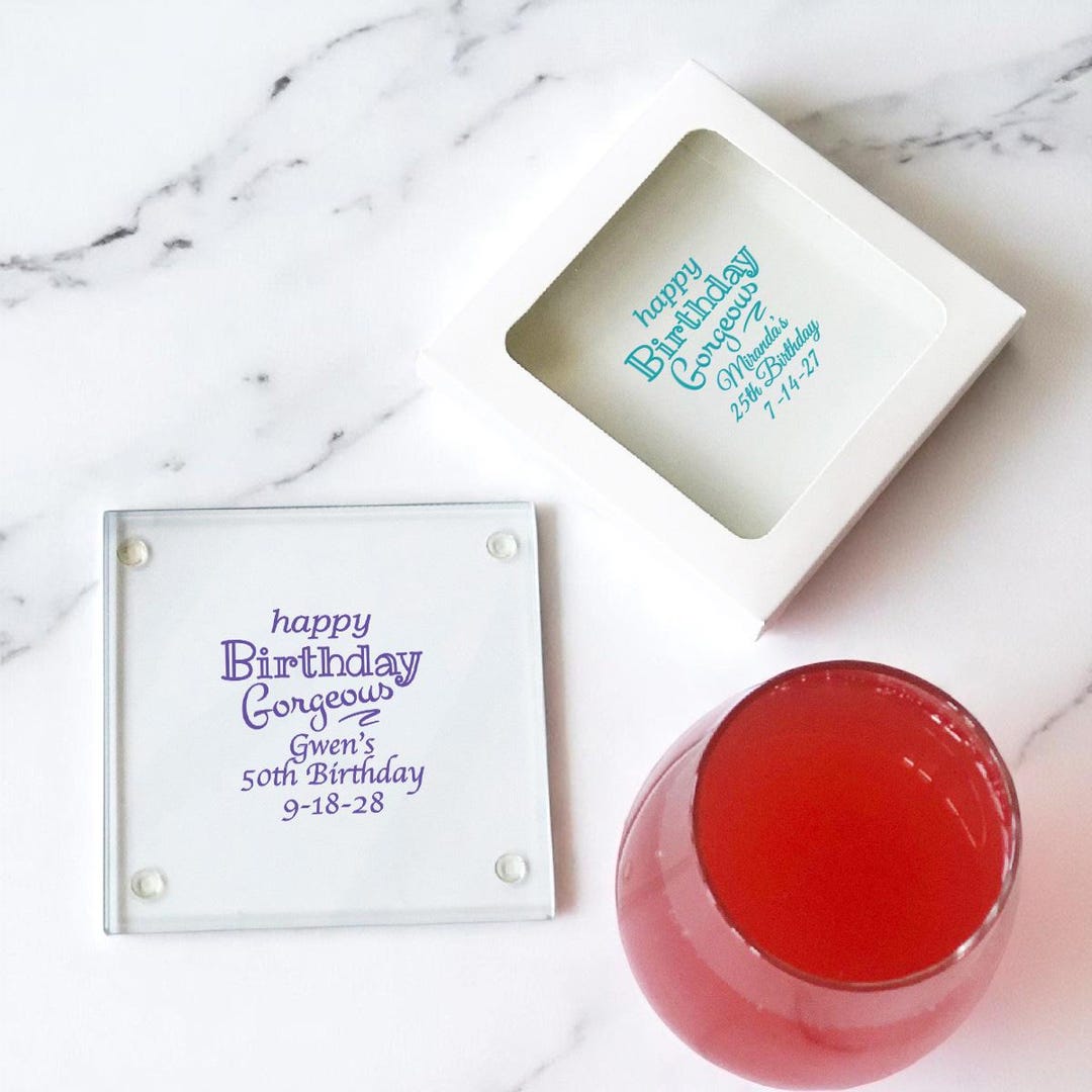 Personalized 24 Pieces Happy Birthday Gorgeous Glass Coaster Birthday ...