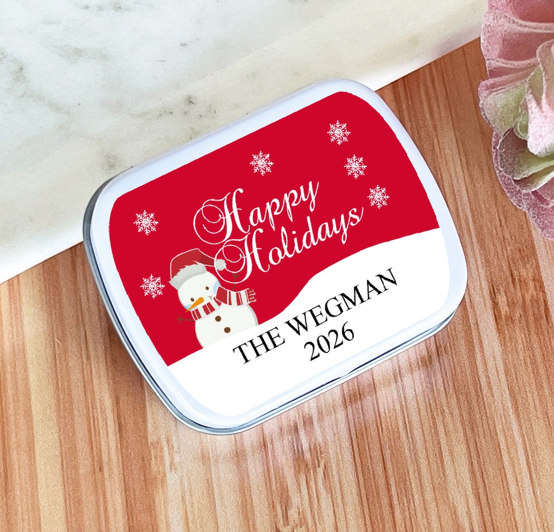 Personalized 12 Pieces Happy Holidays Personalized Mint Tins Favors ...
