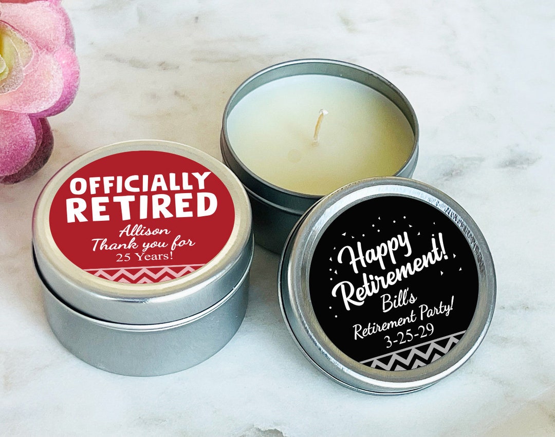 Personalized 12 Pcs Retirement Party Candle Tin Favors, Retirement ...