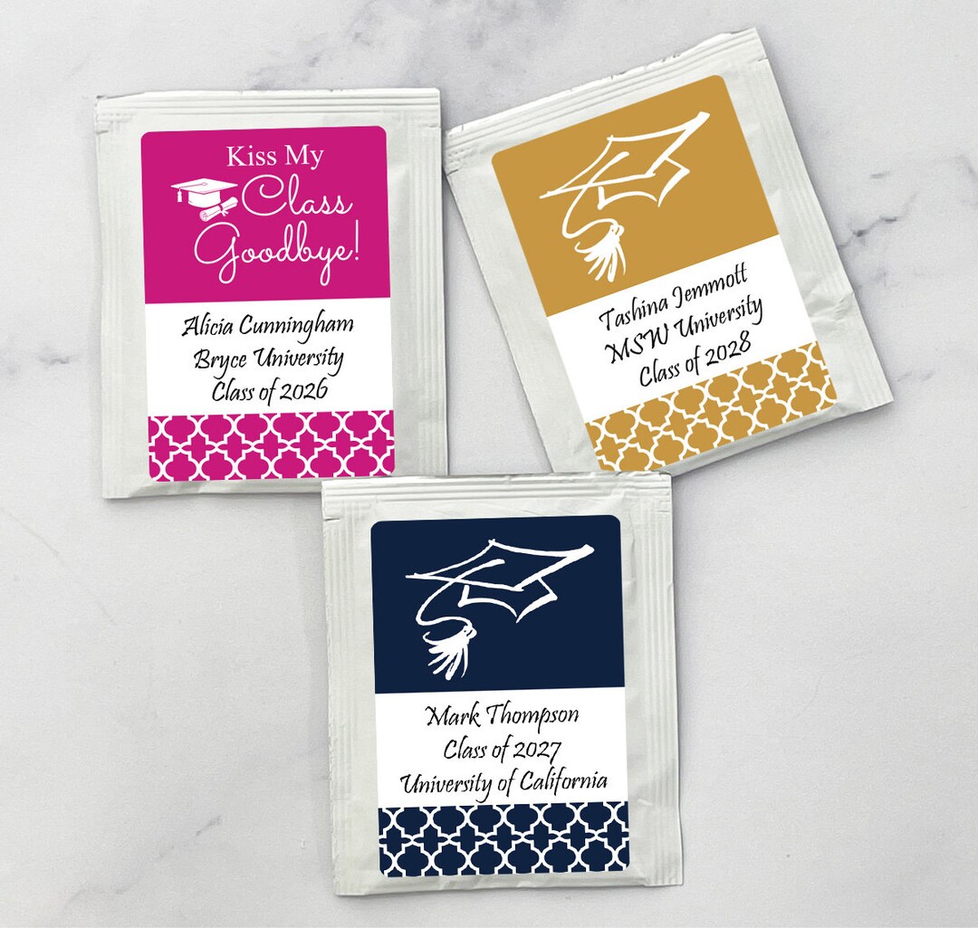 Personalized 30 Pcs Graduation Tea Party Favors, Class of Party Tea ...