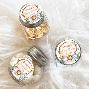 Personalized 12 Pieces Safari Baby Animals Mini Glass Favor Jar DESIGN ...