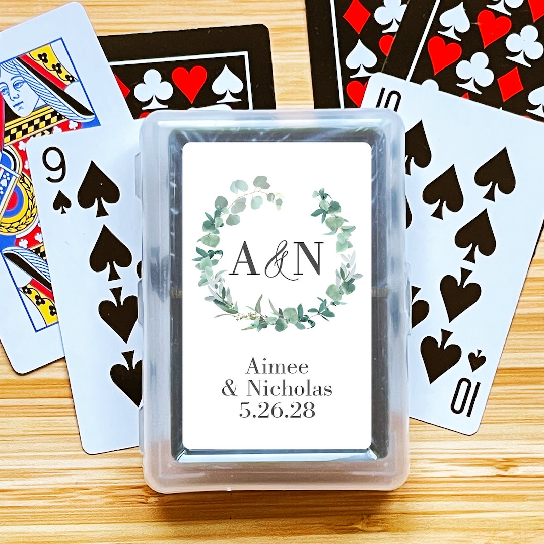 Personalized 10 Pieces Eucalyptus Initial Wedding Playing Cards Favors ...