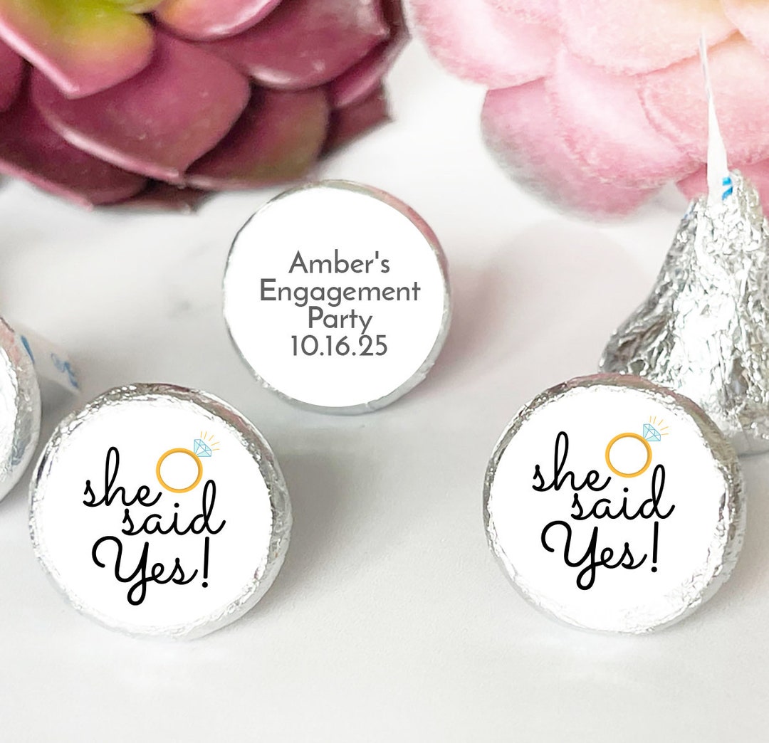 Personalized 108 Pcs She Said Yes Party Kisses Labels Favors ...
