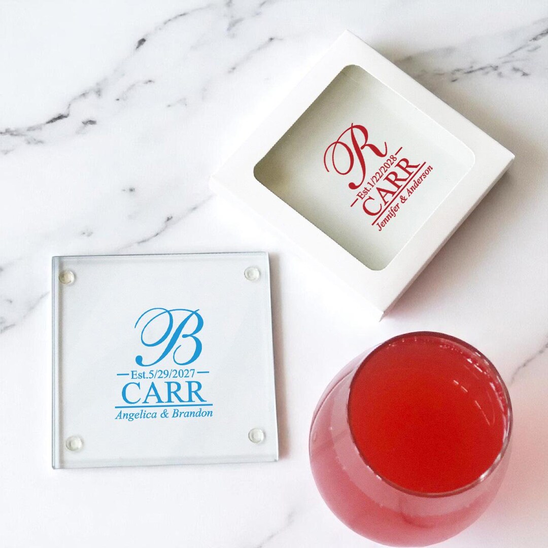 Personalized 24 Pcs Printed Glass Coaster Favors, Boxes Are Not ...