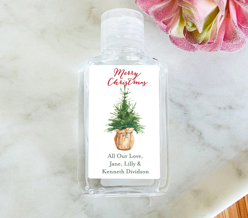 Personalized 20 Pcs Merry Christmas Christmas Tree Holiday Sanitizer ...