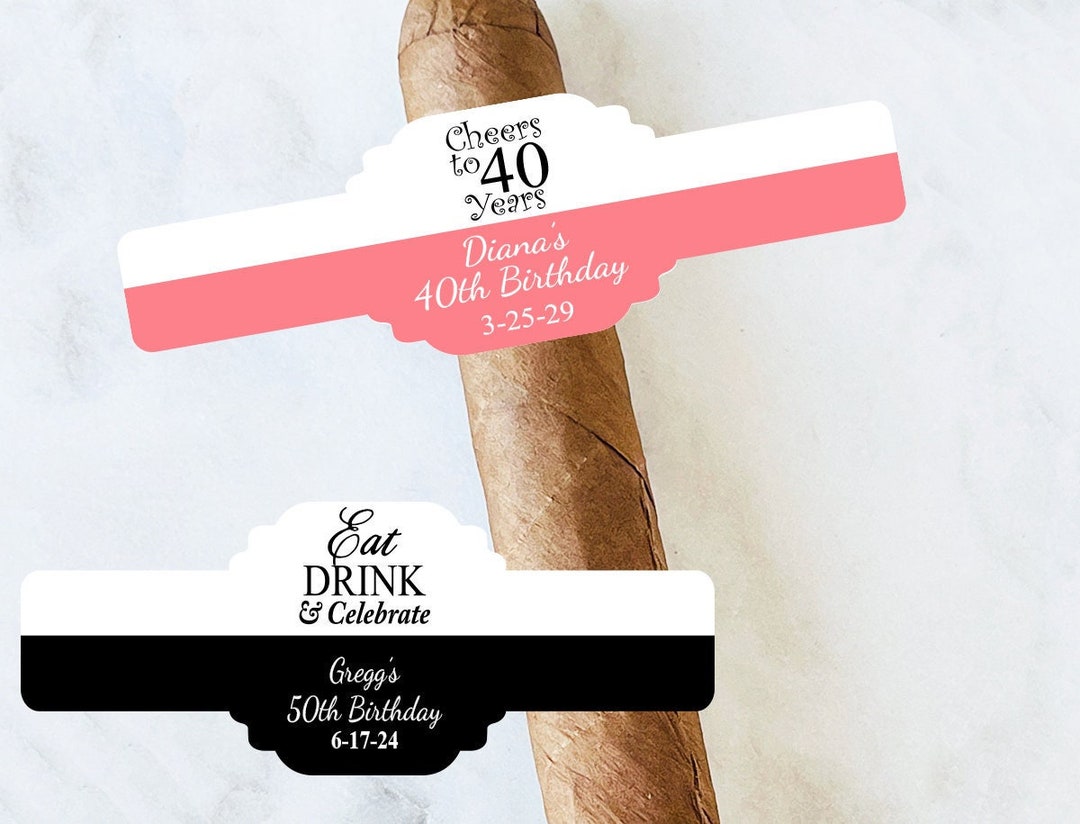 Personalized 15 Pieces Birthday Adult Cigar Label Bands, Birthday Favor ...