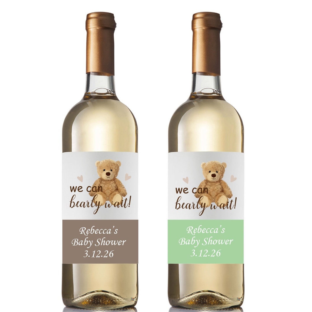 Personalized We Can Bearly Wait Baby Shower Wine Bottle Labels Favors ...