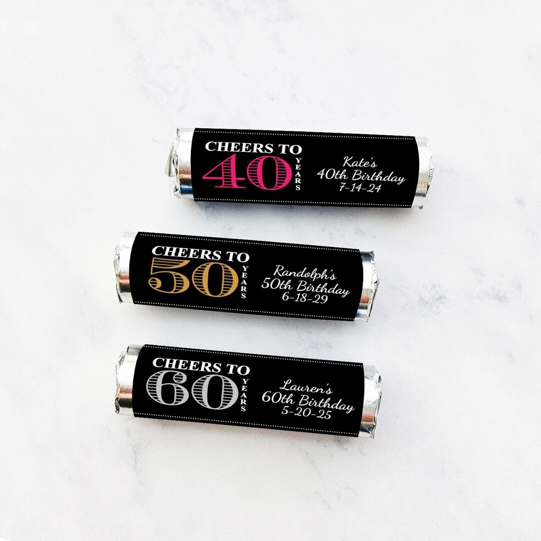 Personalized 12 Pieces Cheers to Birthday Age Breath Savers® Mints ...