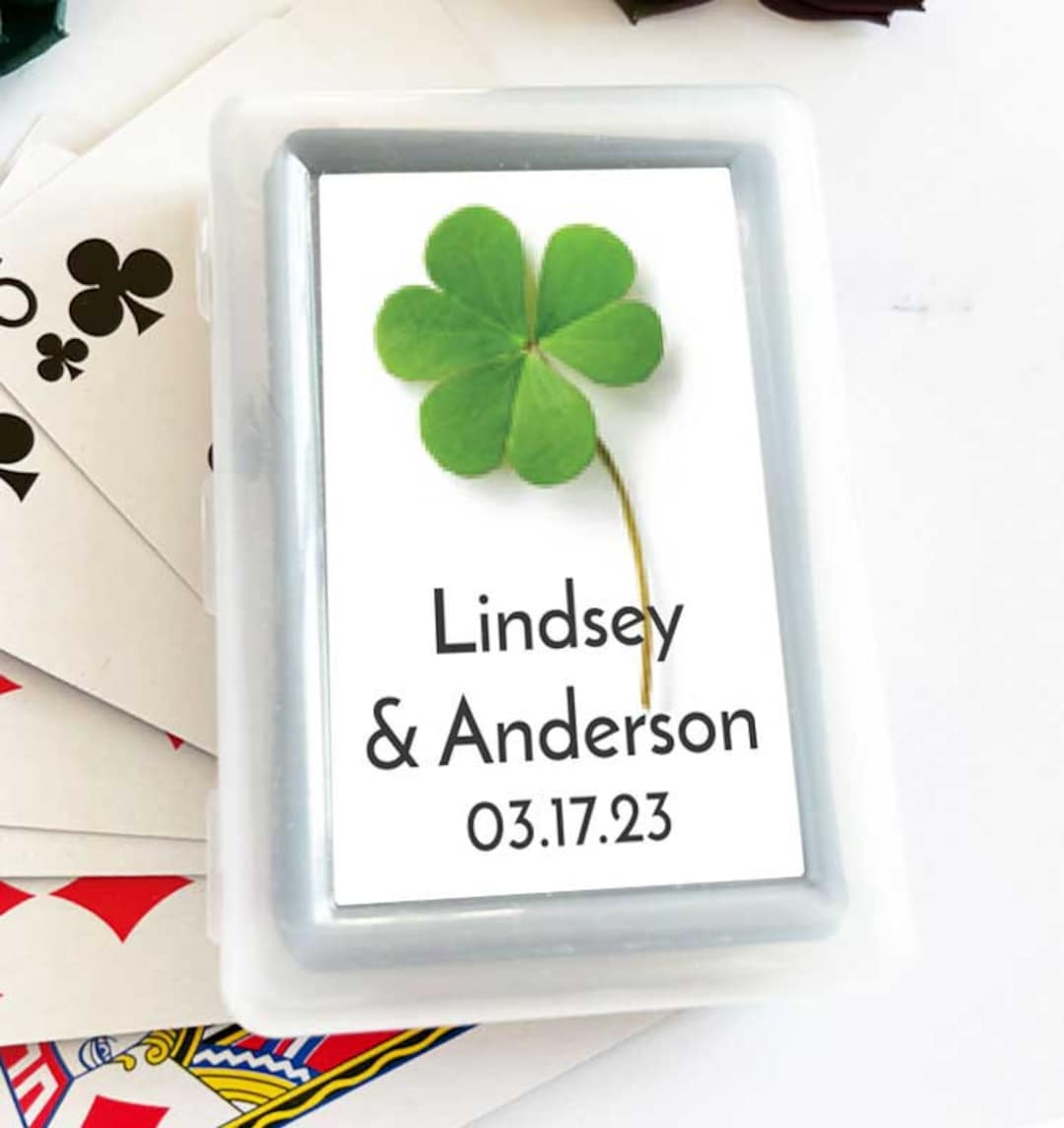 Personalized 12 Pieces Irish Shamrock Playing Cards Stickers Favors ...