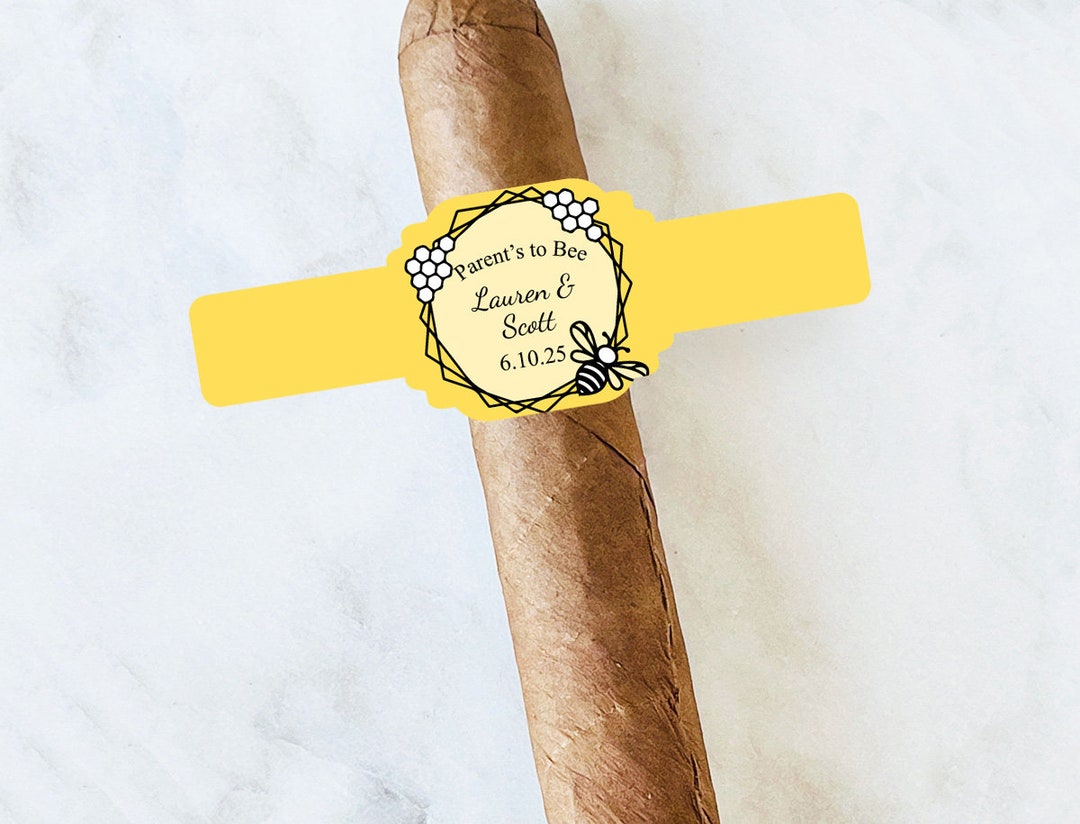 Personalized 15 Pieces Parent's to Bee Cigar Label Bands, Baby Shower ...
