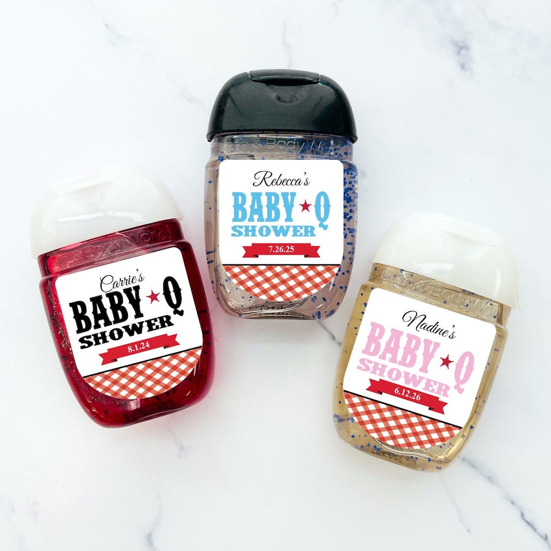 Baby Q Favors, Personalized 20 Pcs Baby Shower Labels for Sanitizers ...