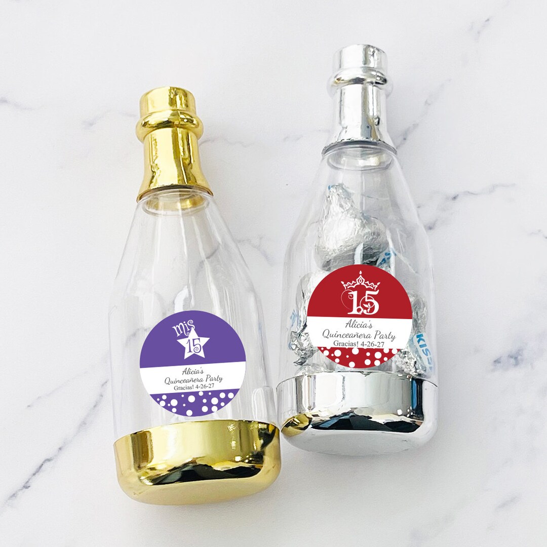 Personalized 12 Pieces Quinceañera or Quince Años Metallic Champagne ...