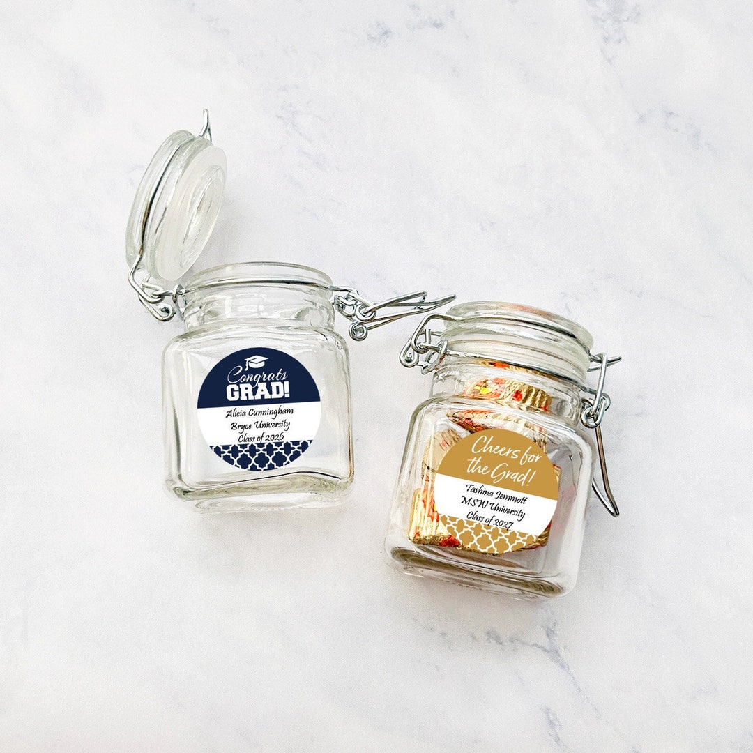 Personalized 12 Pieces Graduation Container Vintage Glass Favor DESIGN ...