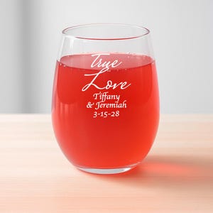 Personalized 24 Pieces True Love Personalized Printed Stemless Wine ...
