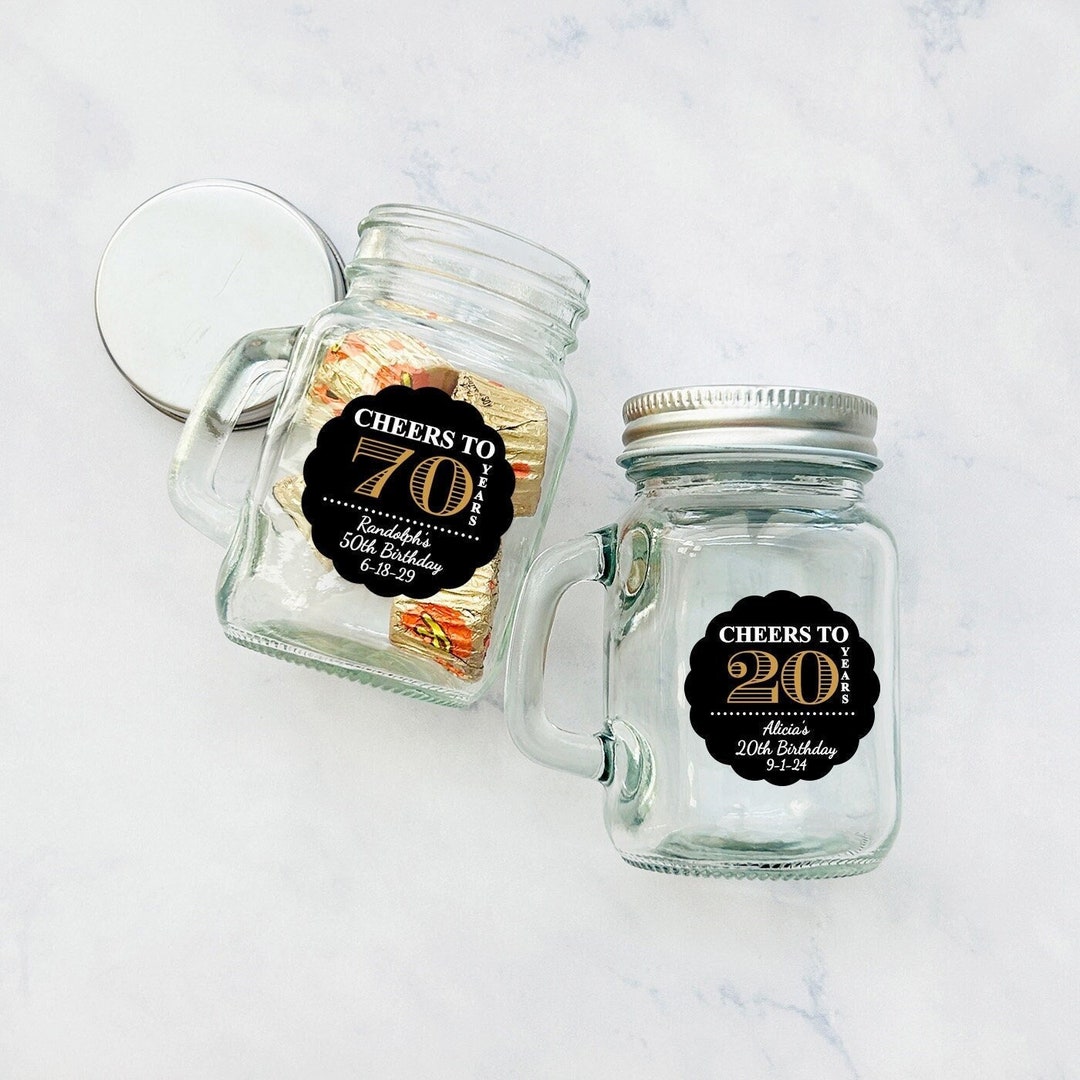 Personalized 12 Pieces Cheers to Years Age Birthday Labels With Mini ...
