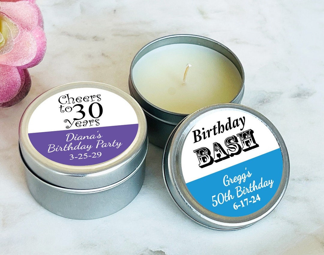 Personalized 12 Pieces Birthday Adult Mini Candle Tin Favors, Birthday ...