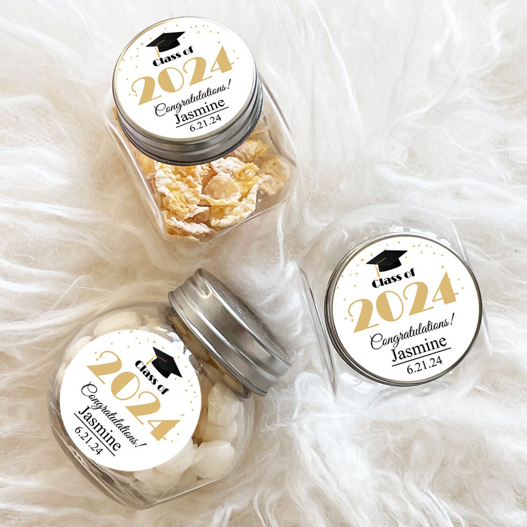 Personalized 12 Pieces Mini Glass Class of Favors, Graduation Candy ...