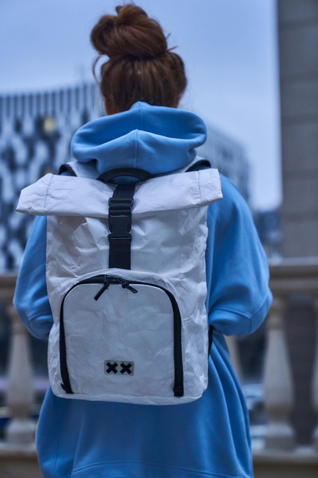 White Tyvek Rolltop Backpack, Roomy Urban Bag for Boyfriend, Unique ...