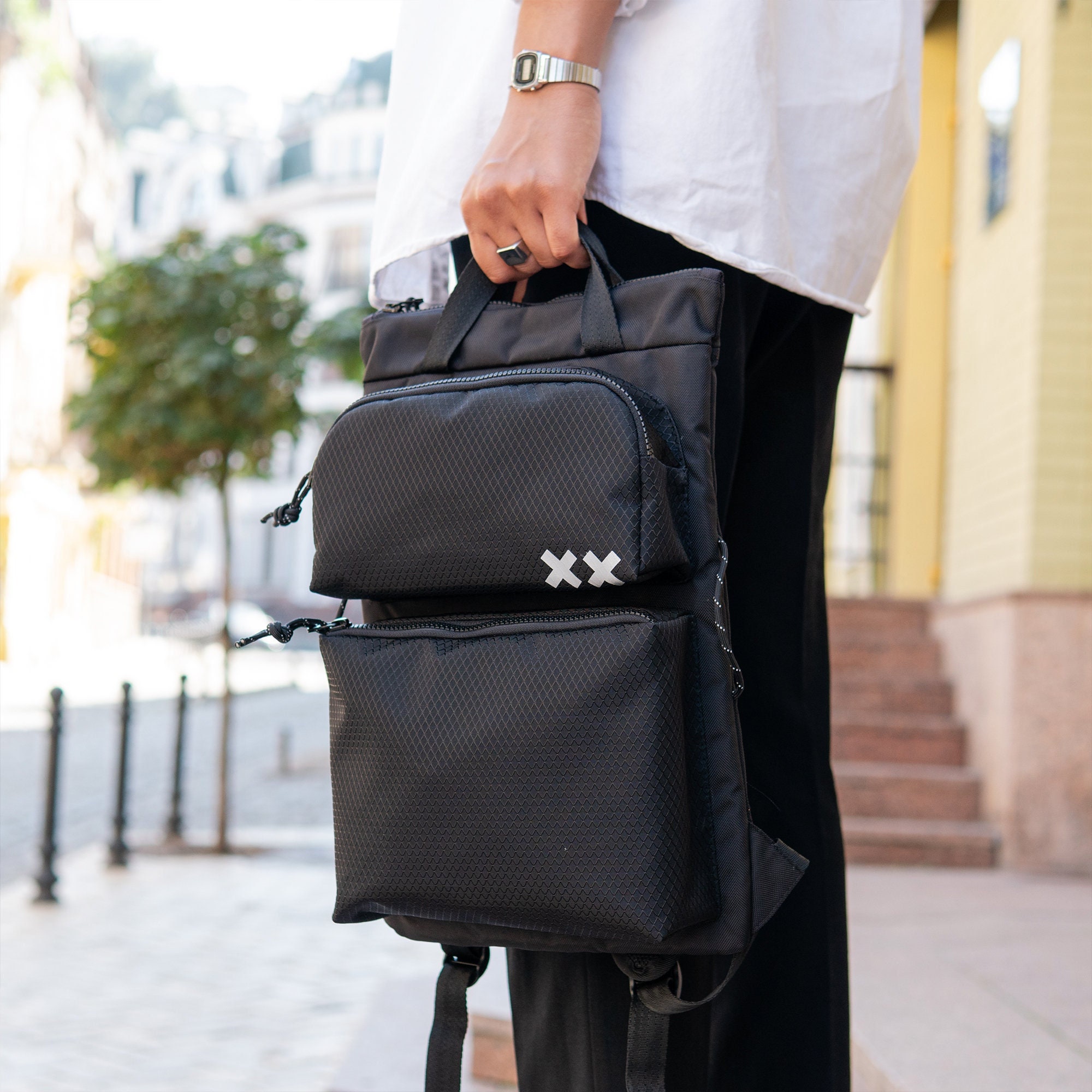 Slim Laptop Backpack, Black Messenger Bag, Multi Backpack, Minimalist ...