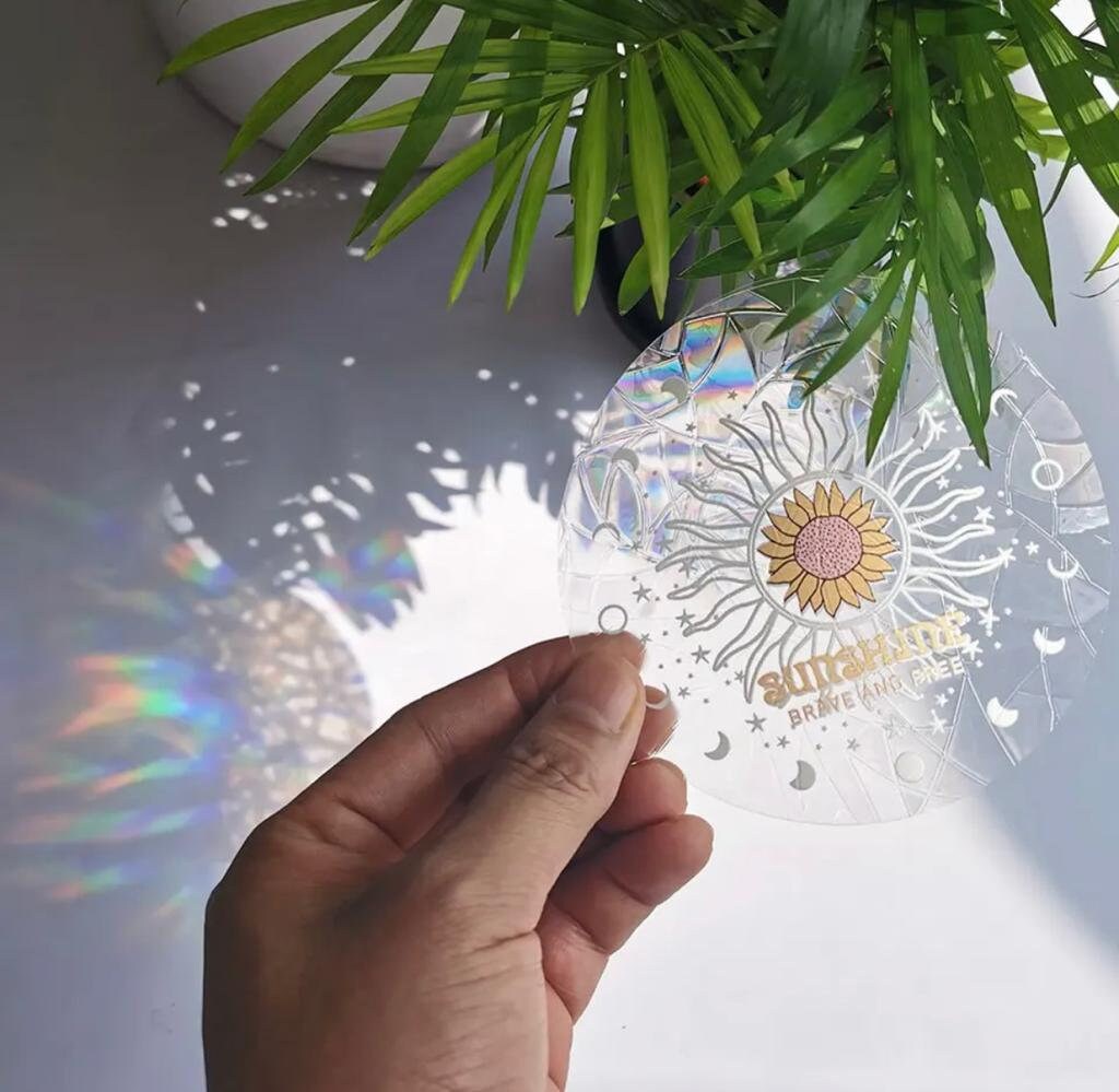 PVC Suncatcher Glass Stickers for Window Rainbow Sunlight Decals Shiny ...