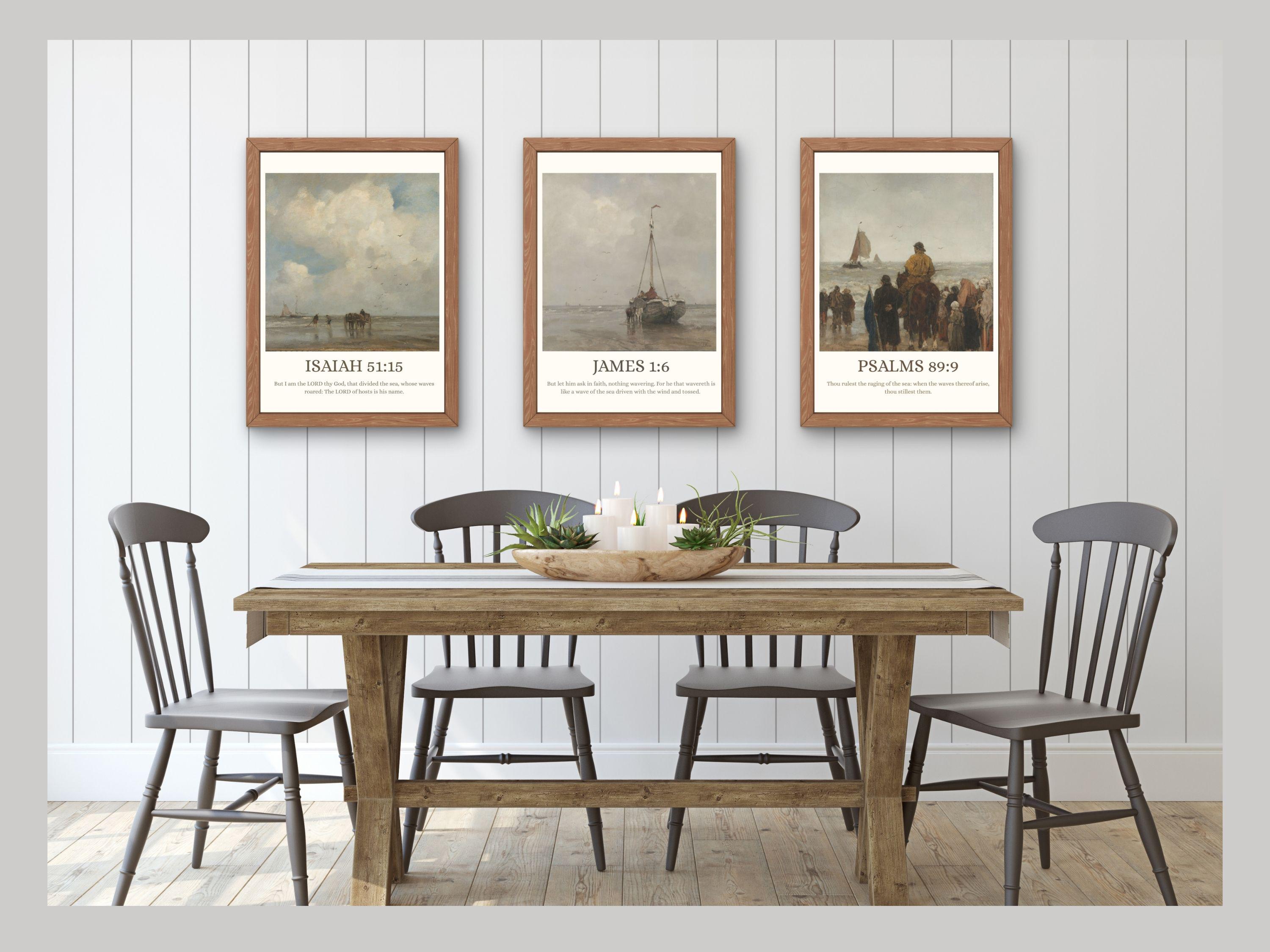 Set/ 3 Sea Themed Christian Wall Art Bundle | Printable Scripture Art ...
