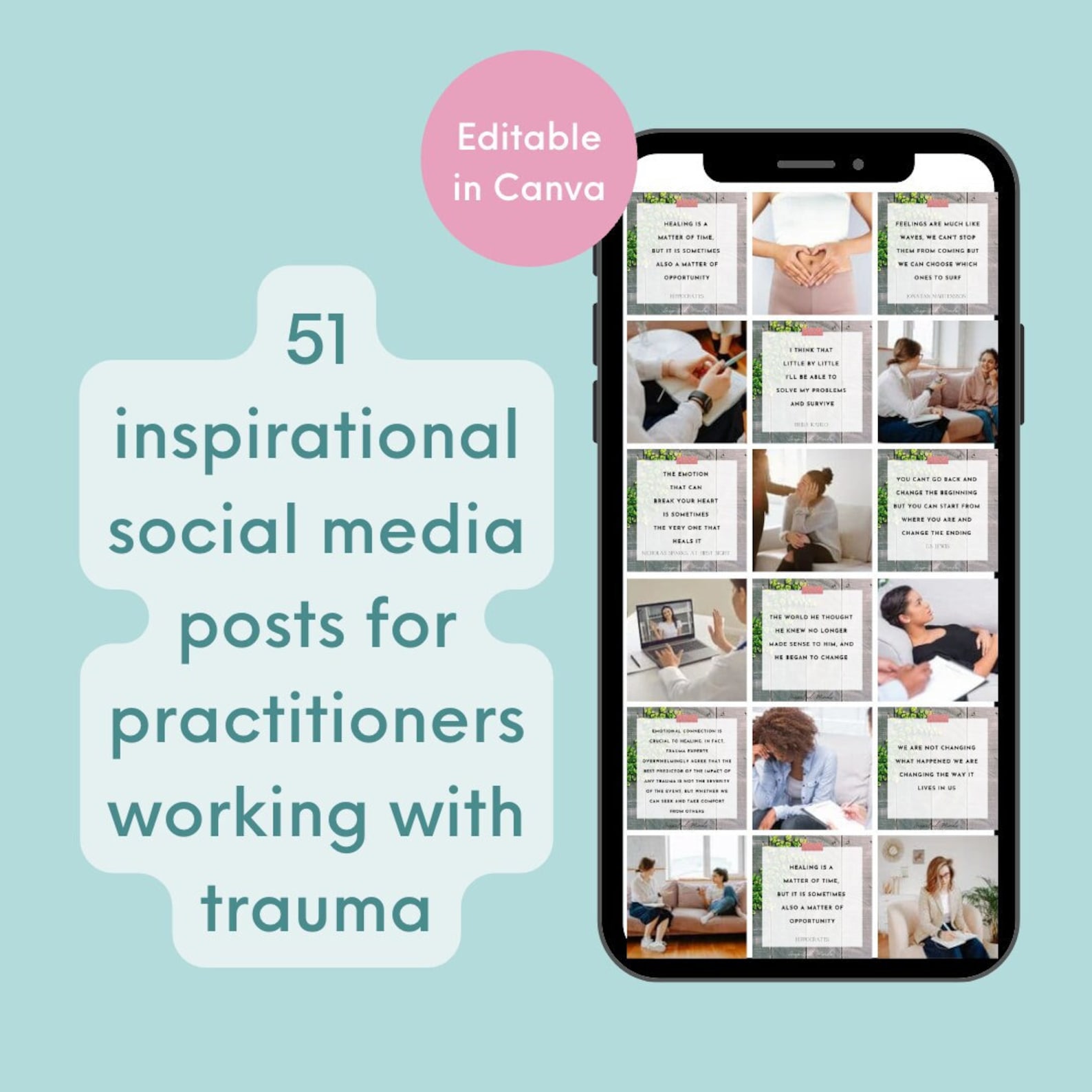 Editable Templates Social Media Posts for Trauma Therapists Mental ...