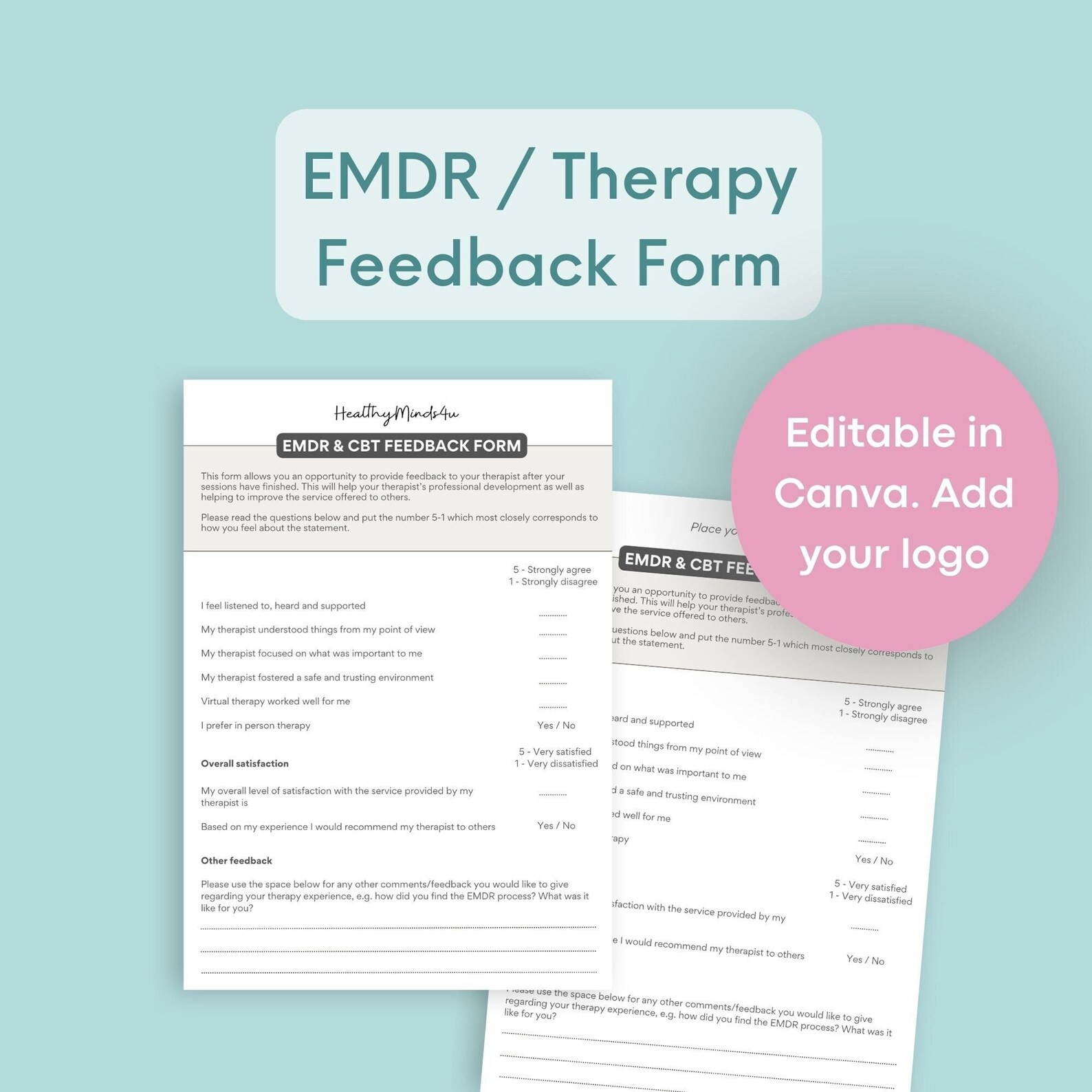 EMDR Therapy Feedback Form Feedback Form Fillable Feedback Form Client ...
