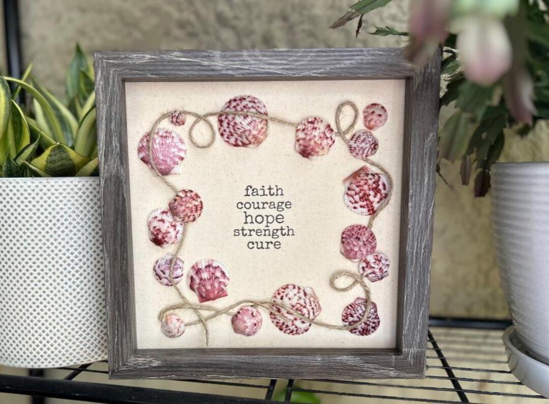 Faith Courage Strength Shell Shadow Box / Florida Shell Art - Etsy